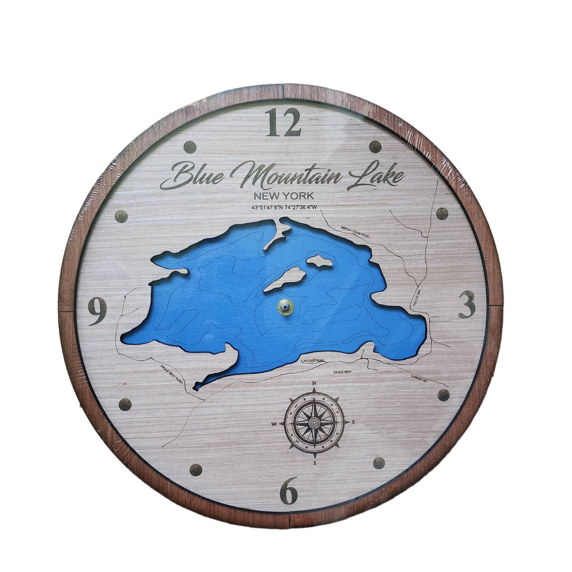 Lake Map Wall Clock – Life in the ADK